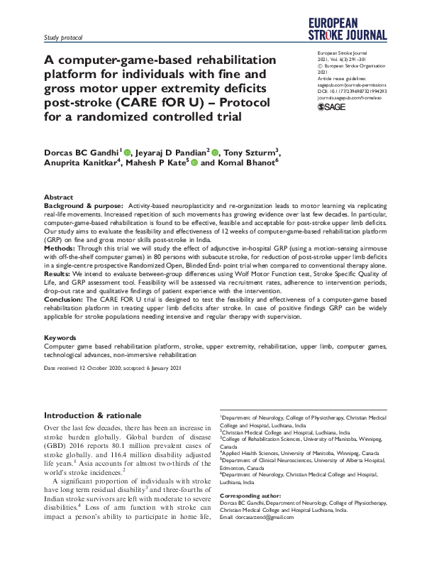 (PDF) A computer-game-based rehabilitation platform for individuals ...