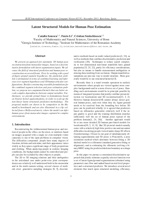 (PDF) Latent structured models for human pose estimation | Fuxin Li - Academia.edu