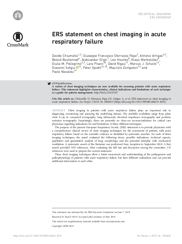 (PDF) ERS statement on chest imaging in acute respiratory failure