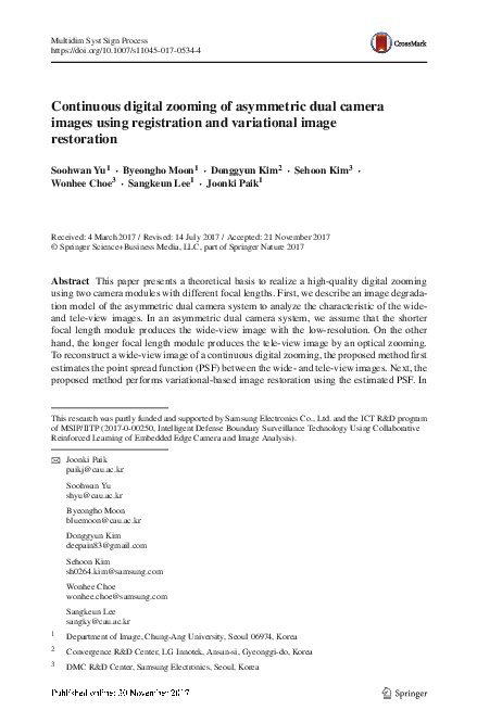 (PDF) Continuous digital zooming of asymmetric dual camera images using ...
