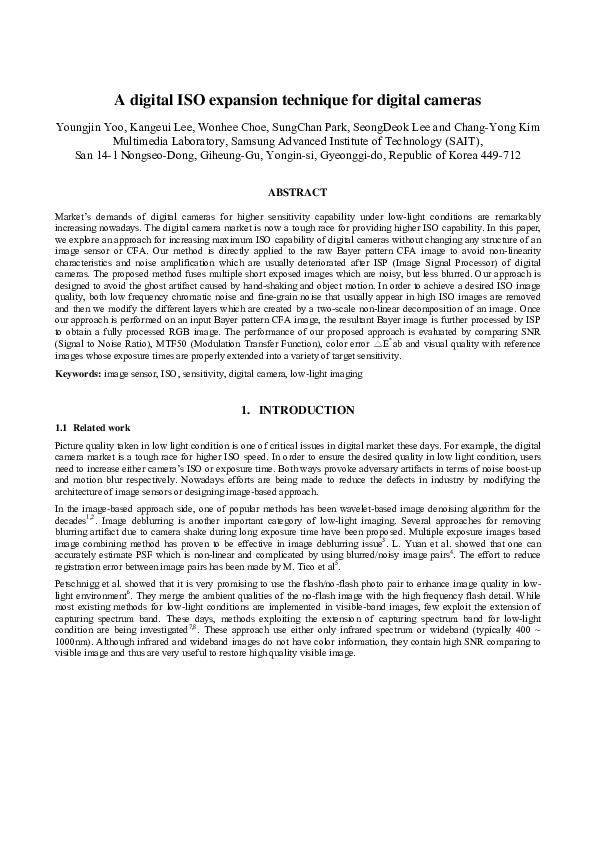 (PDF) A digital ISO expansion technique for digital cameras
