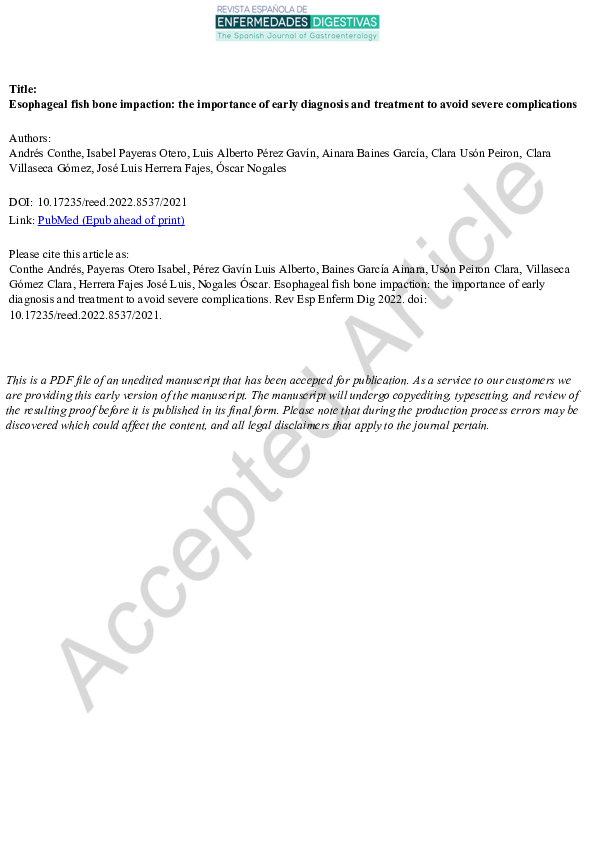 (PDF) Esophageal Fish Bone Impaction: The Importance of Early Diagnosis ...