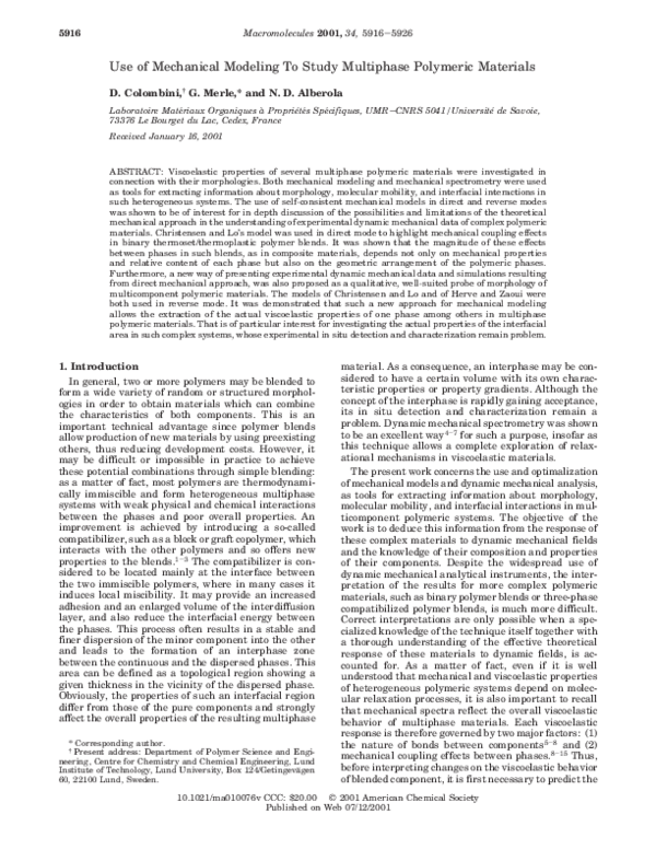 (PDF) Use of Mechanical Modeling To Study Multiphase Polymeric Materials