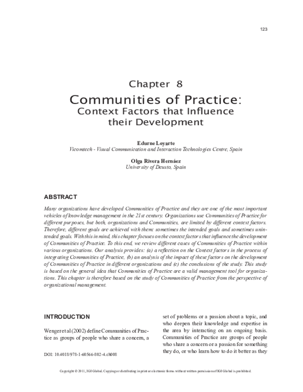 (PDF) Communities of Practice