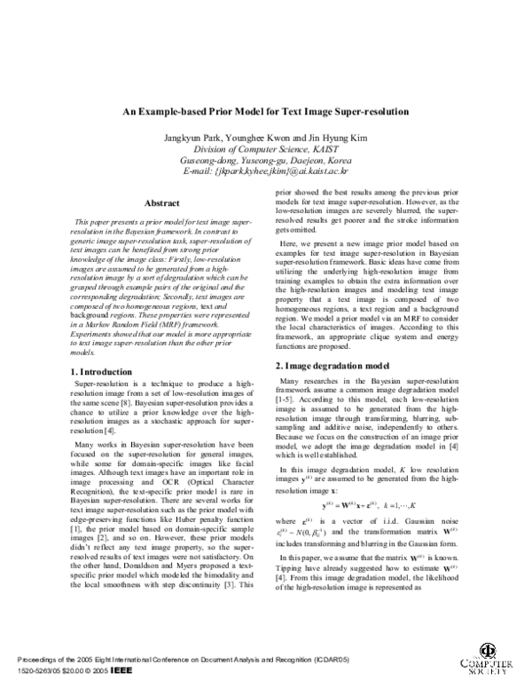 (PDF) An example-based prior model for text image super-resolution