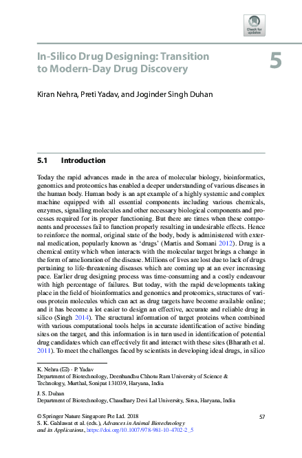 (PDF) In-Silico Drug Designing: Transition to Modern-Day Drug Discovery