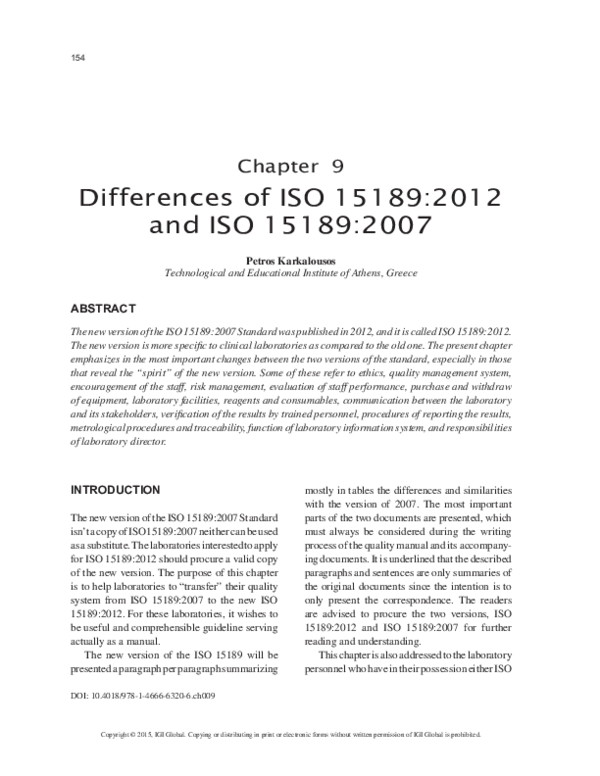 (PDF) Differences of ISO 15189:2012 and ISO 15189:2007