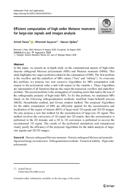 (PDF) Efficient computation of high-order Meixner moments for large ...