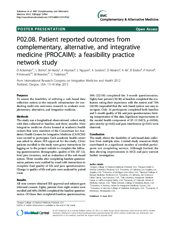 (PDF) P02.08. Patient reported outcomes from complementary, alternative ...
