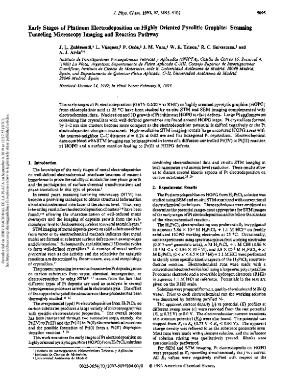 (PDF) Early stages of platinum electrodeposition on highly oriented pyrolytic graphite: scanning ...