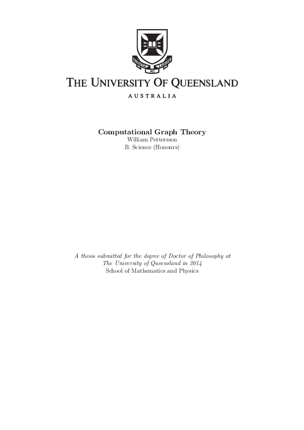 (PDF) Computational Graph Theory