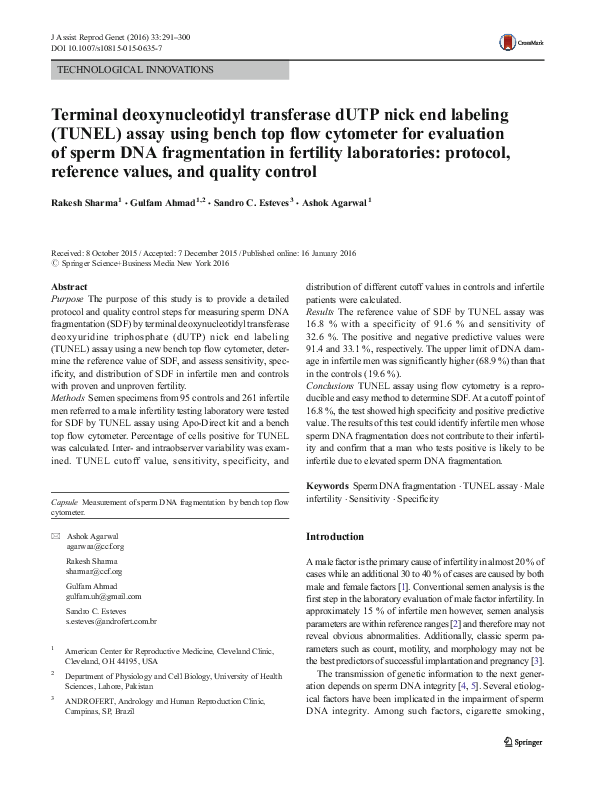 (PDF) Terminal deoxynucleotidyl transferase dUTP nick end labeling ...