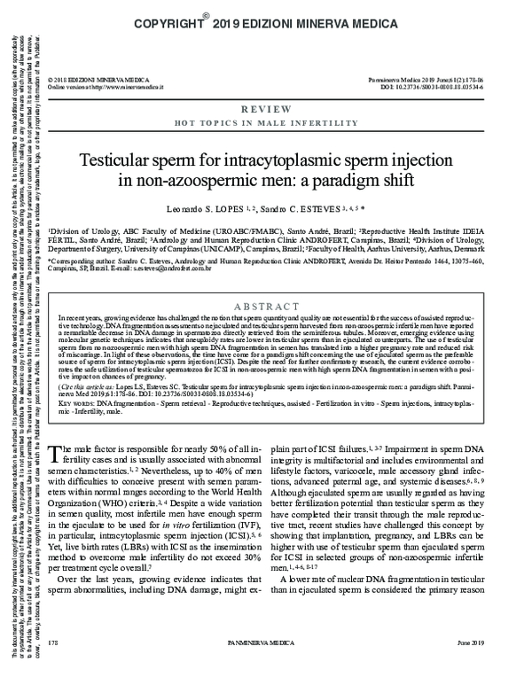 (PDF) Testicular sperm for intracytoplasmic sperm injection in non ...