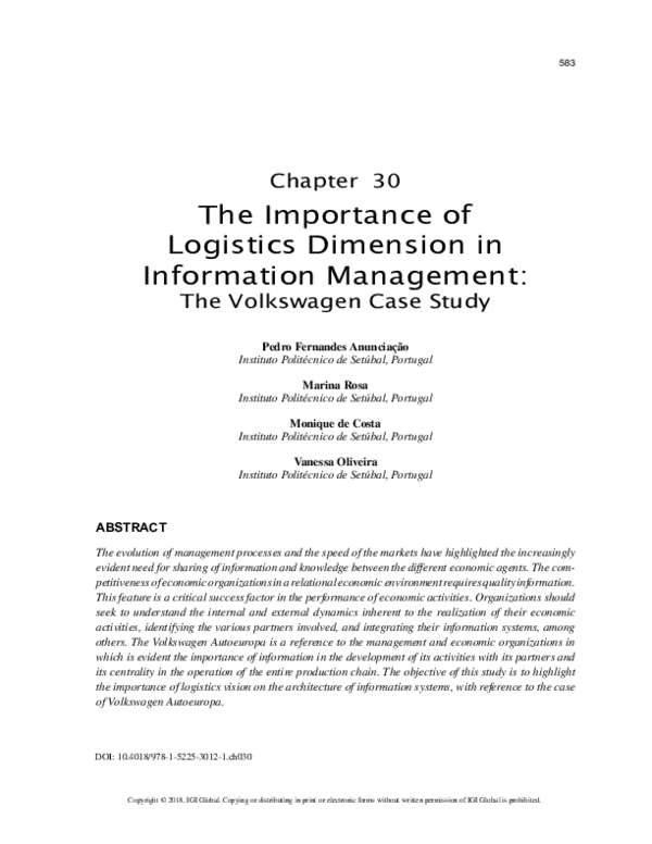 (PDF) The Importance of Logistics Dimension in Information Management