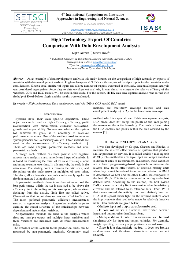 (PDF) High Technology Export Of Countries Comparison With Data ...