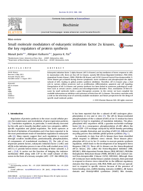 (PDF) Mini-review Small molecule modulators of eukaryotic initiation ...