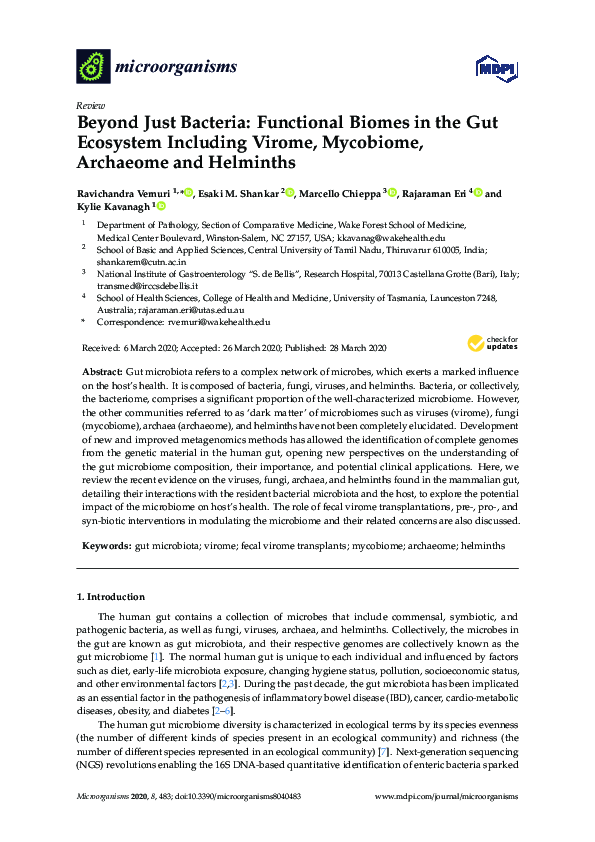 (PDF) Beyond Just Bacteria: Functional Biomes in the Gut Ecosystem Including Virome, Mycobiome ...