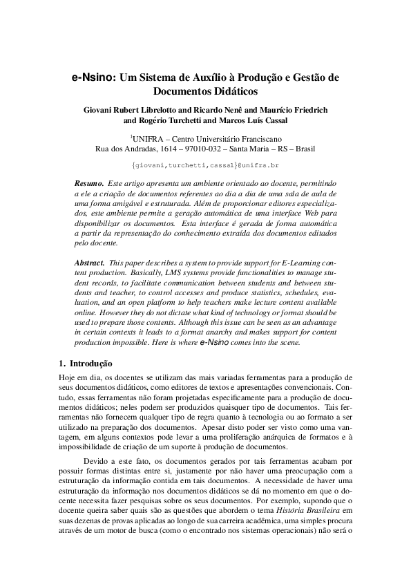 (PDF) e-Nsino: Um Sistema de Auxílio a Produção e Gestão de Documentos ...