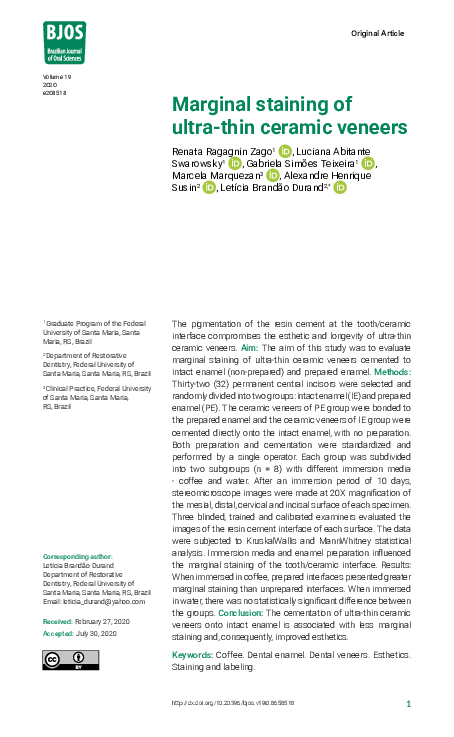 (PDF) Marginal staining of ultra-thin ceramic veneers