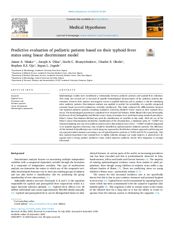 (PDF) Predictive evaluation of pediatric patients based on their ...