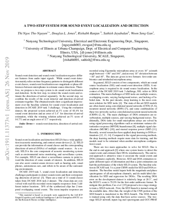 Pdf A Two Step System For Sound Event Localization And Detection