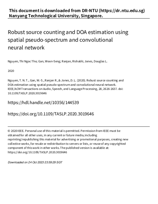 Pdf Robust Source Counting And Doa Estimation Using Spatial Pseudo