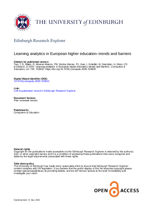 (PDF) Learning analytics in European higher education—Trends and barriers