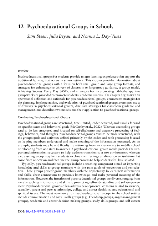 (PDF) Psychoeducational Groups in Schools