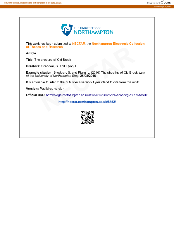 (PDF) The shooting of Old Brock