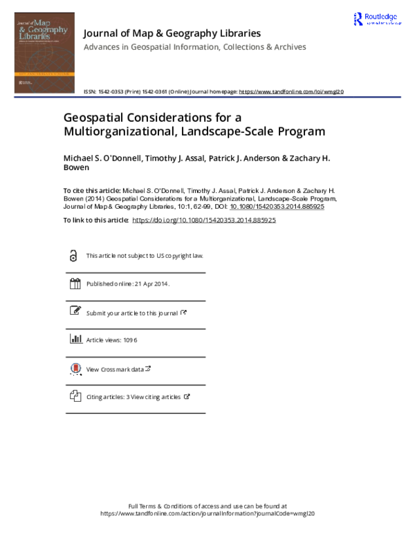 (PDF) Geospatial Considerations for a Multiorganizational, Landscape-Scale Program
