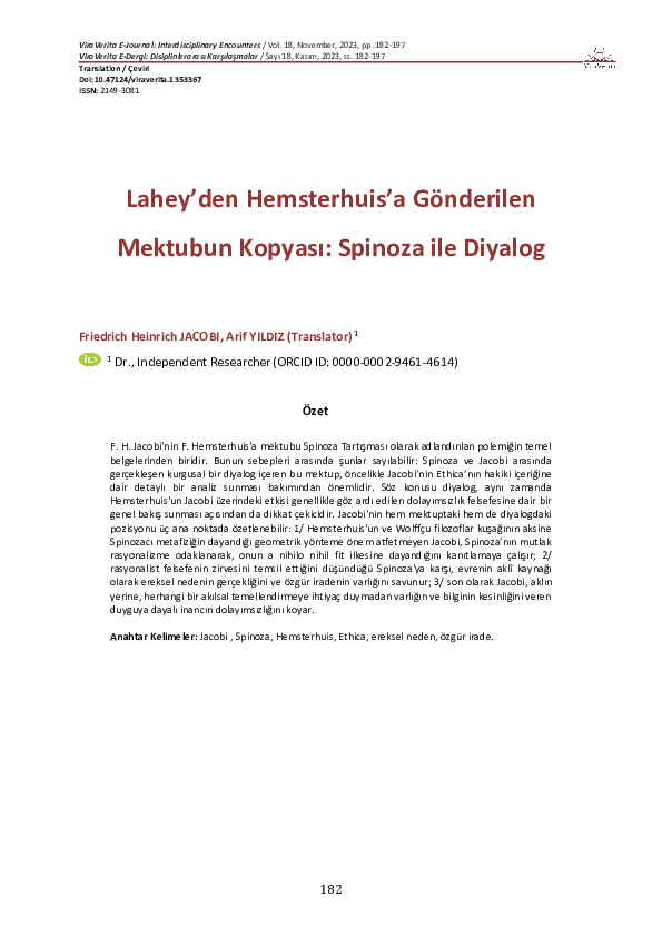(PDF) Friedrich Heinrich Jacobi - Lahey'den Hemsterhuis'a Gönderilen ...