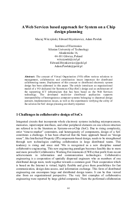 (PDF) A Web Services based approach for System on a Chip design planning