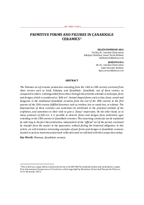 (PDF) Primitive Forms and Figures in Çanakkale CERAMICS1