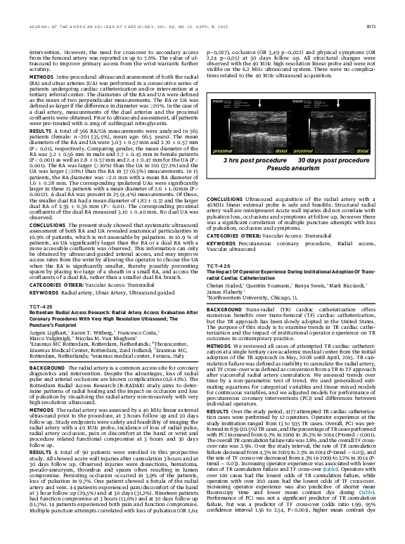 (PDF) TCT-425 Rotterdam Radial Access Research: Radial Artery Access Evaluation After Coronary ...