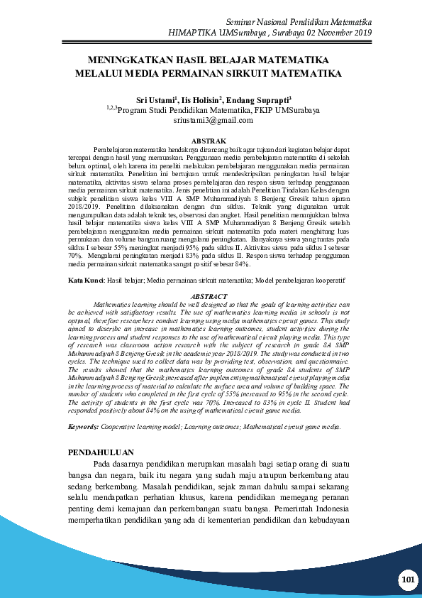 (PDF) Meningkatkan Hasil Belajar Matematika Melalui Media Permainan ... (PDF) Meningkatkan Hasil Belajar Matematika Melalui Media Permainan ...