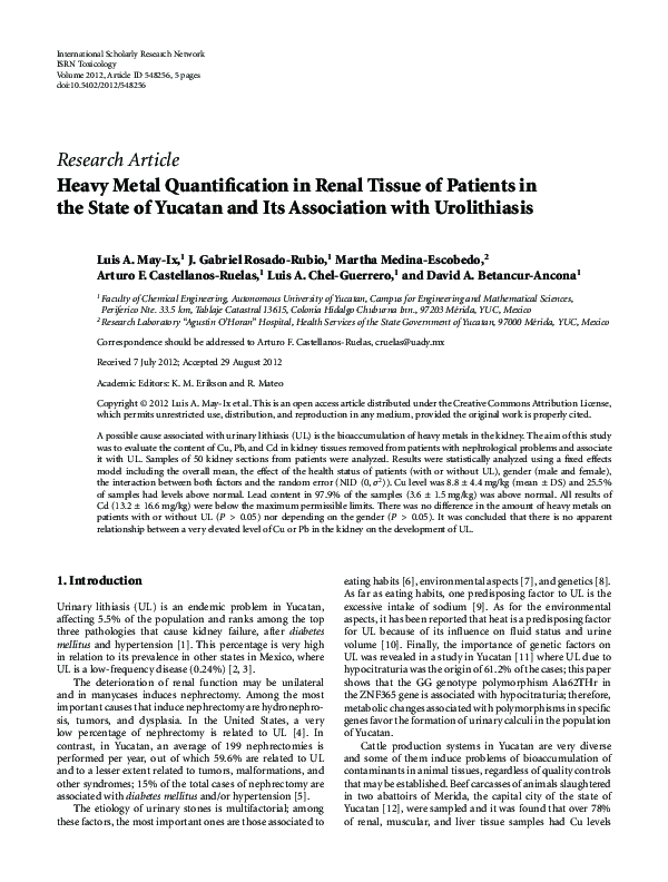 (PDF) Heavy Metal Quantification in Renal Tissue of Patients in the ...