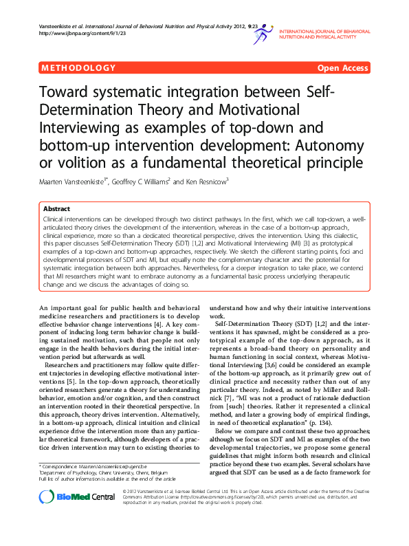 (PDF) Toward systematic integration between self-determination theory and motivational ...