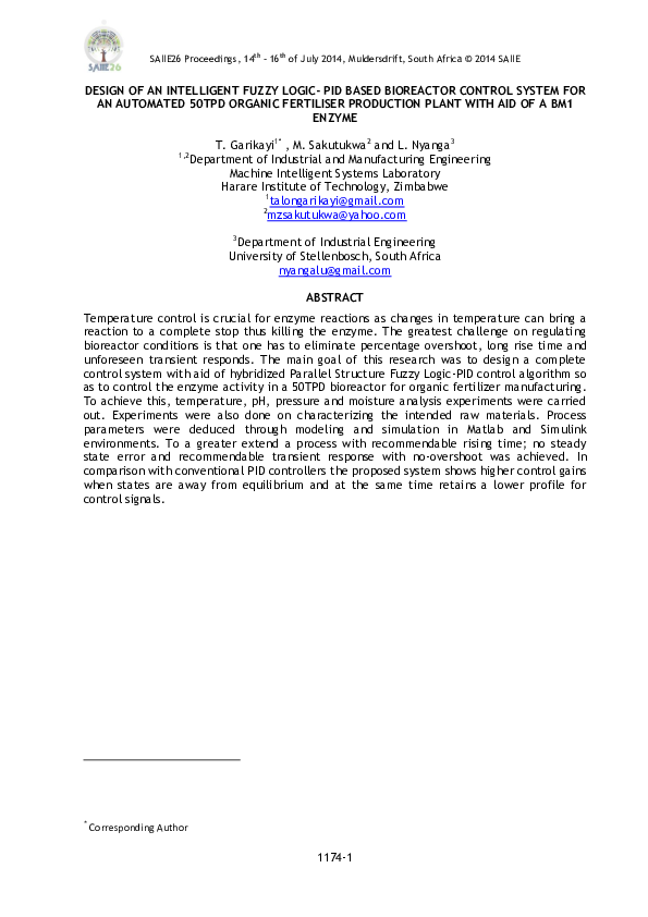 Pdf Design Of An Intelligent Fuzzy Logic Pid Based Bioreactor Control System For An Automated