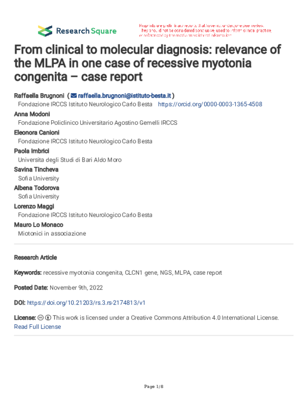 (PDF) From clinical to molecular diagnosis: relevance of the MLPA in one case of recessive ...