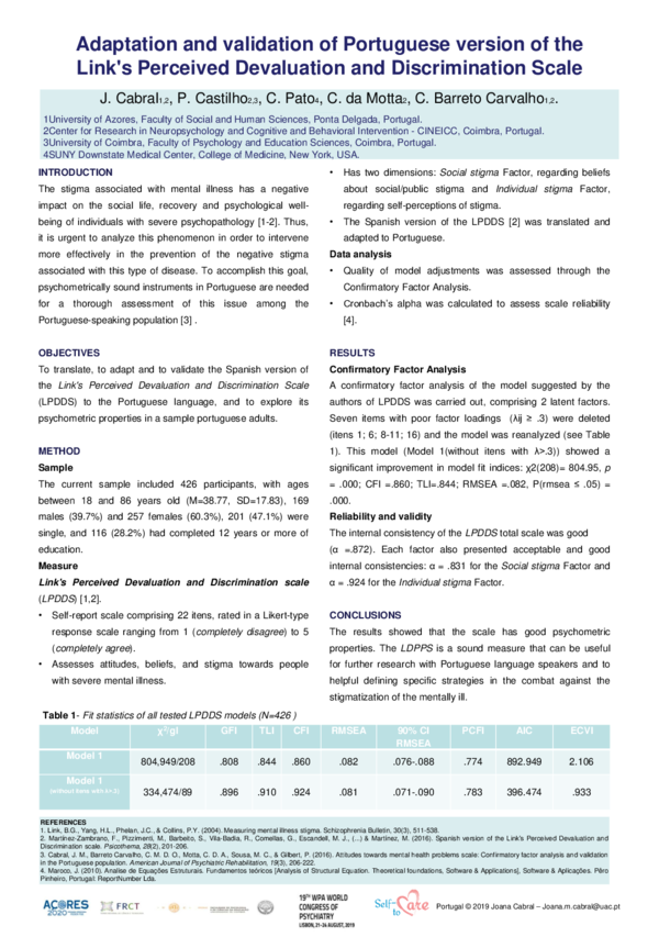 (PDF) Stigma and discrimination toward mental illness: translation and ...