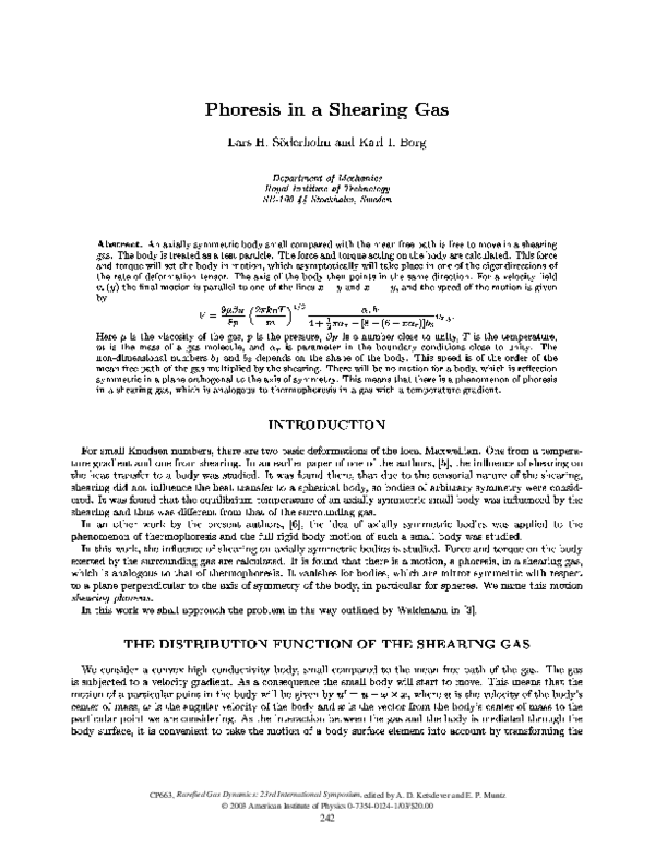 (PDF) Phoresis in a Shearing Gas