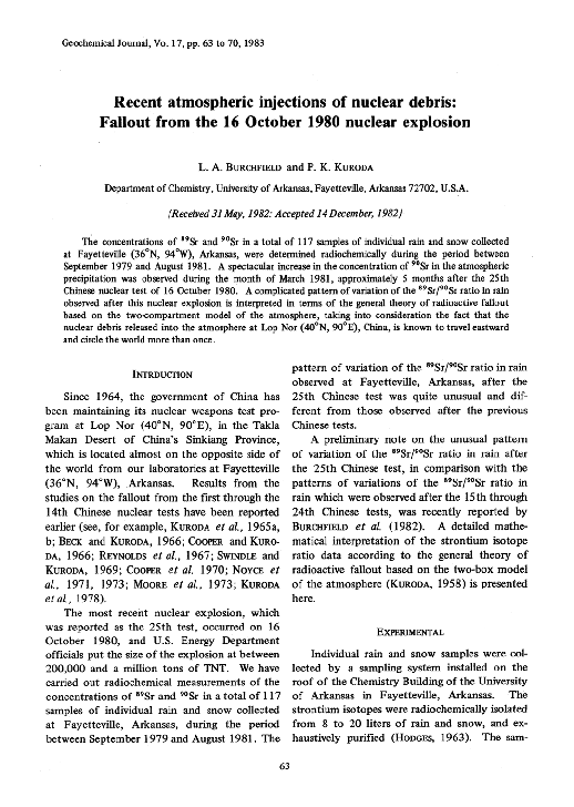 (PDF) Recent atmospheric injections of nuclear debris: Fallout from the ...