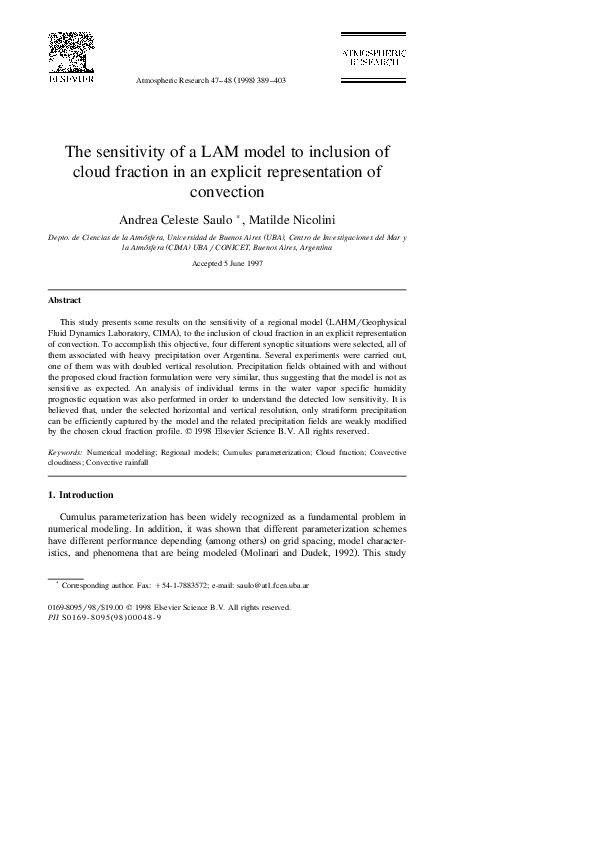 (PDF) The sensitivity of a LAM model to inclusion of cloud fraction in ...