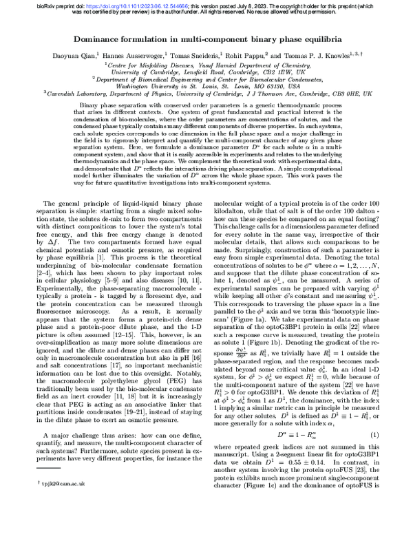 (PDF) Dominance formulation in multi-component binary phase equilibria