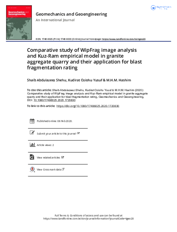 (PDF) Comparative study of WipFrag image analysis and Kuz-Ram empirical ...