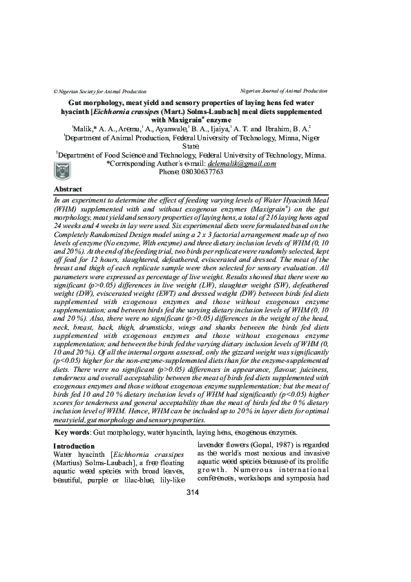 (PDF) Gut morphology, meat yield and sensory properties of laying hens ...