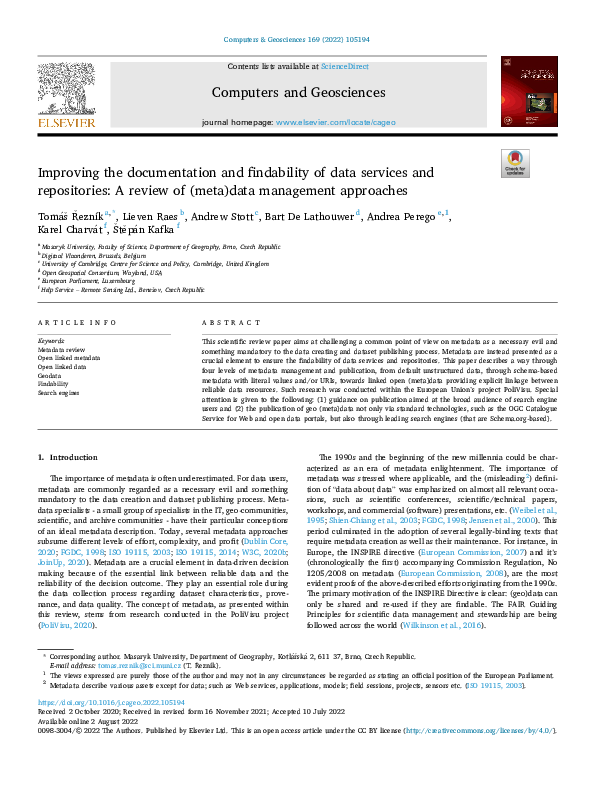 (PDF) Improving the documentation and findability of data services and repositories: A review of ...