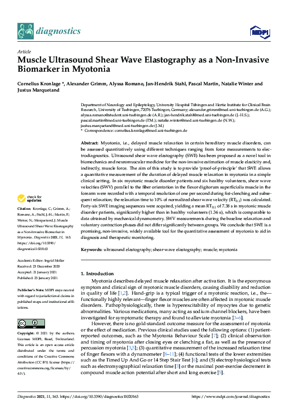 (PDF) Muscle Ultrasound Shear Wave Elastography as a Non-Invasive ...