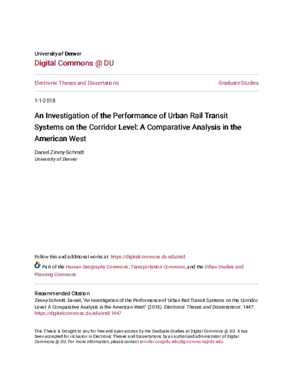 (PDF) An investigation of the performance of urban rail transit systems on the corridor level: A ...