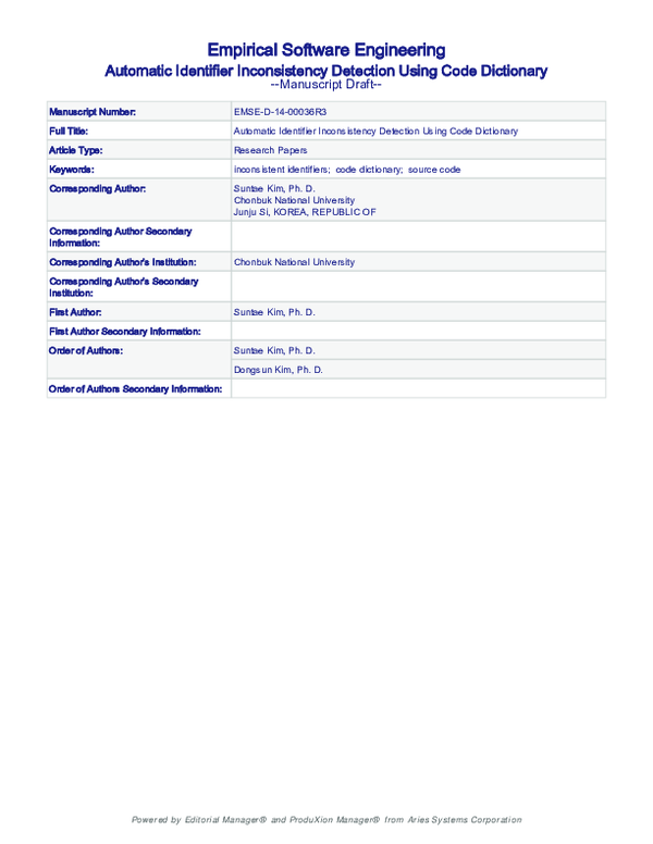 Pdf Automatic Identifier Inconsistency Detection Using Code Dictionary